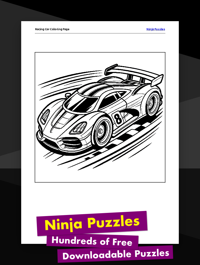 Racing Car Coloring Page - Free Printable PDF