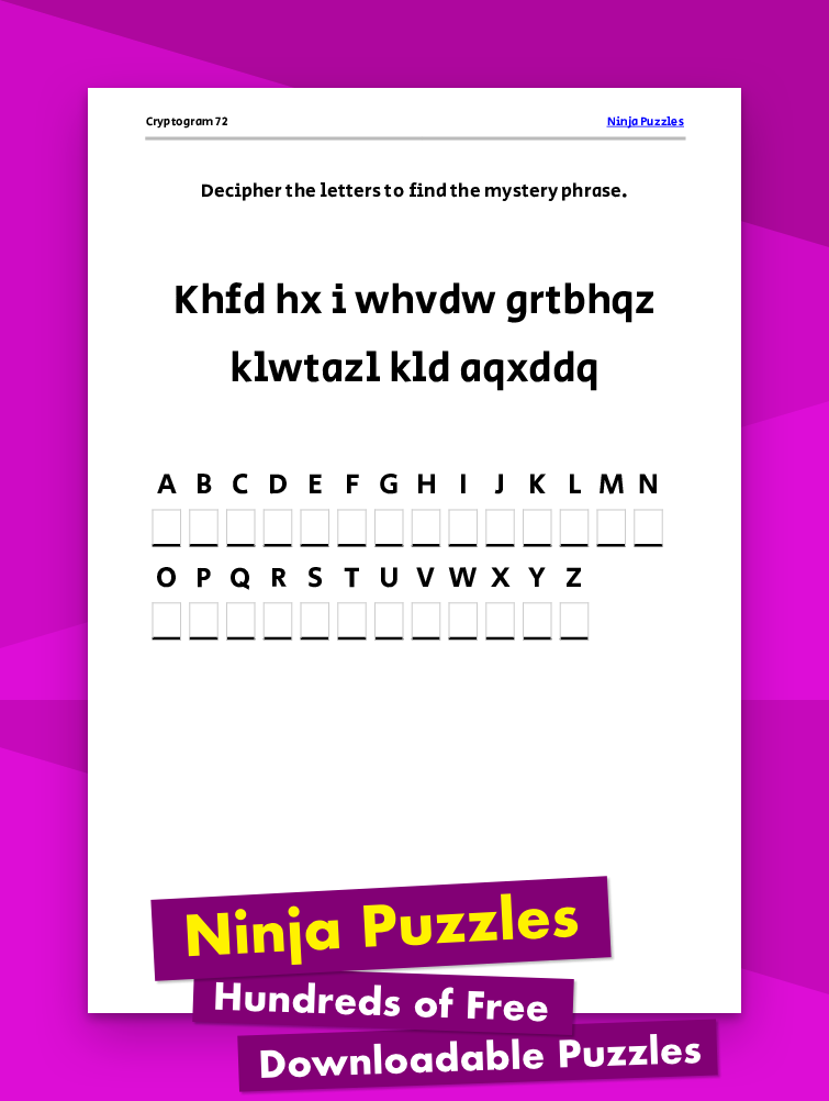 Cryptogram 72 Coloring Page - Free Printable PDF
