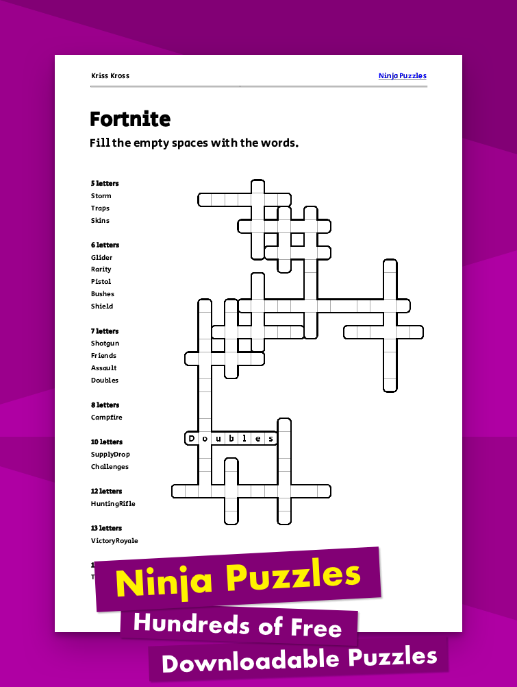 Free Fortnite Kriss-Kross Puzzle - Free Printable PDF