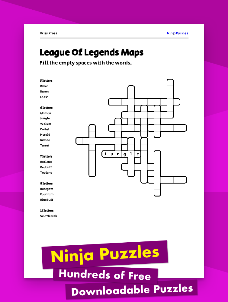 Free League Of Legends Maps Kriss-Kross Puzzle - Free Printable PDF