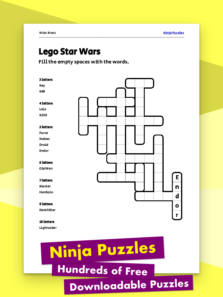 Free Lego Star Wars Kriss-Kross Puzzle - Free Printable PDF
