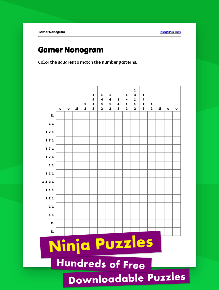 Gamer Nonogram Puzzle - Free Printable PDF