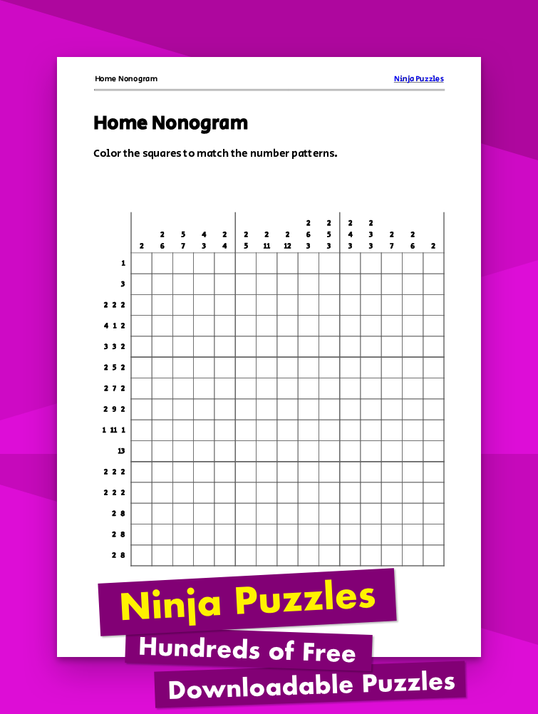 Home Nonogram Puzzle - Free Printable PDF