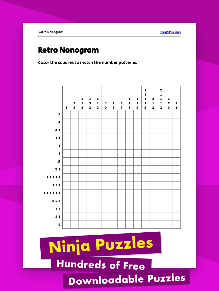 Retro Nonogram Puzzle - Free Printable PDF