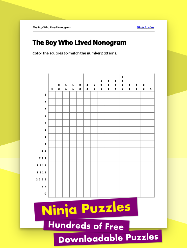 The Boy Who Lived Nonogram Puzzle - Free Printable PDF