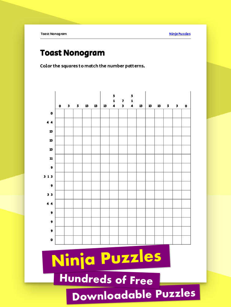 Toast Nonogram Puzzle - Free Printable PDF