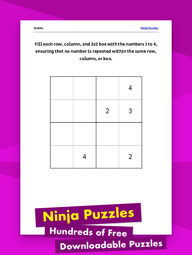 Hard Mini Sudoku #5 - Free Printable PDF