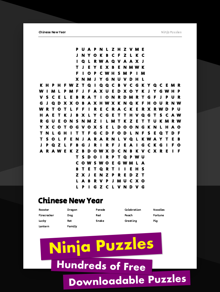 Free Printable Chinese New Year themed Word Search Puzzle - Free ...
