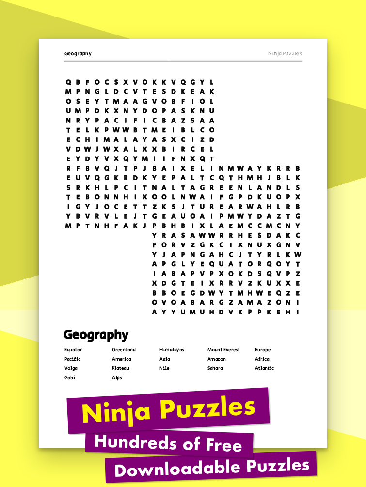 Free Printable Geography themed Word Search Puzzle - Free Printable PDF