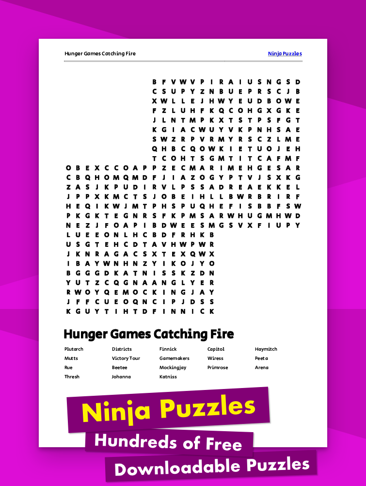 Free Printable Hunger Games Catching Fire themed Word Search Puzzle ...