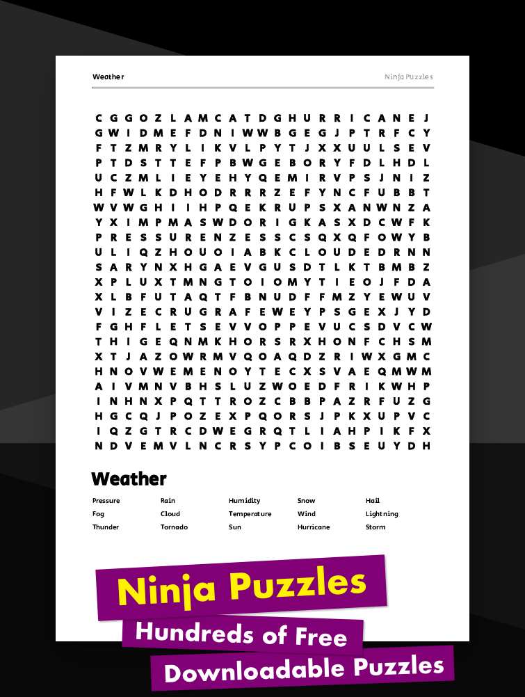 Free Printable Weather themed Word Search Puzzle - Free Printable PDF