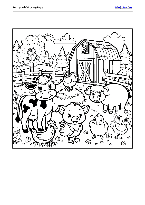 Farmyard Coloring Page - Free Printable PDF