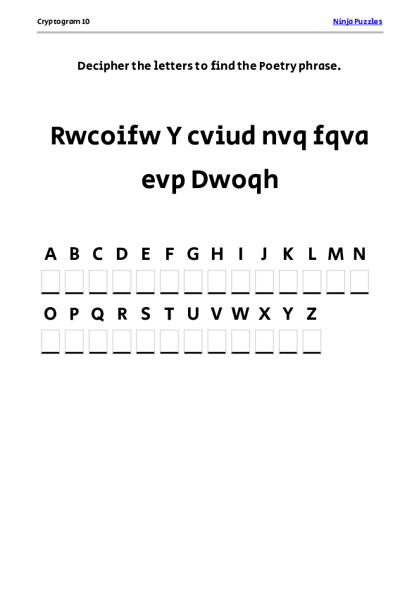 Cryptogram 10 Coloring Page - Free Printable PDF