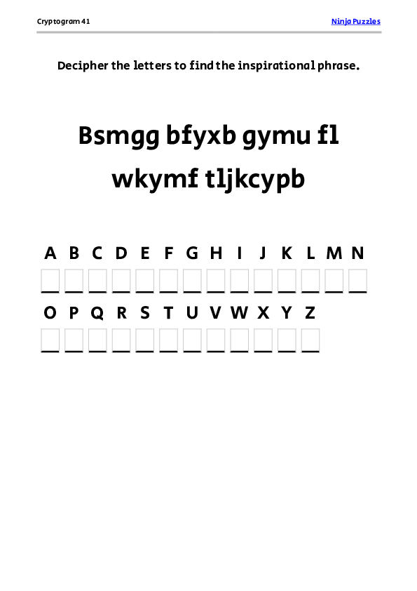 Cryptogram 41 Coloring Page - Free Printable PDF