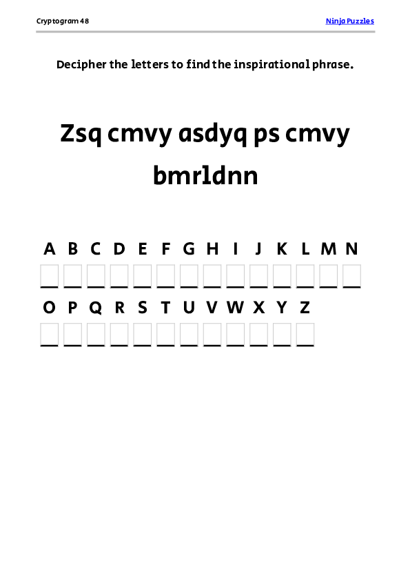 Cryptogram 48 Coloring Page - Free Printable PDF