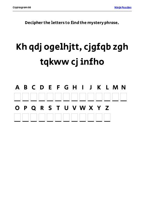 Cryptogram 66 Coloring Page - Free Printable PDF