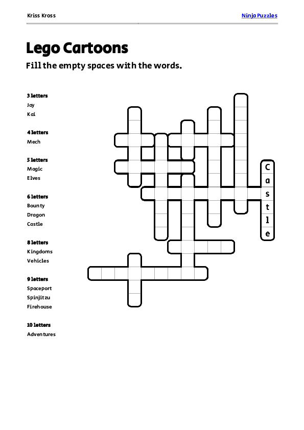 Free Lego Cartoons Kriss-Kross Puzzle - Free Printable PDF