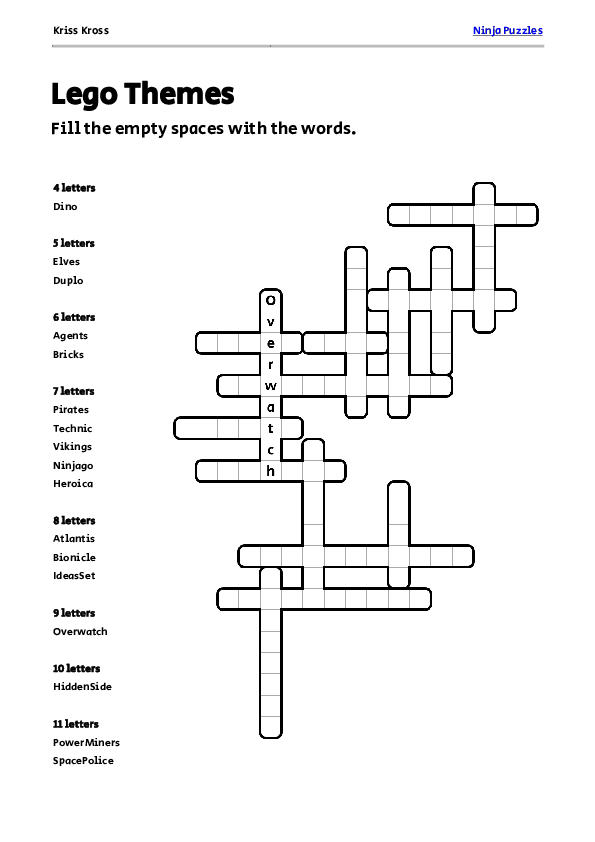 Free Lego Themes Kriss-Kross Puzzle - Free Printable PDF