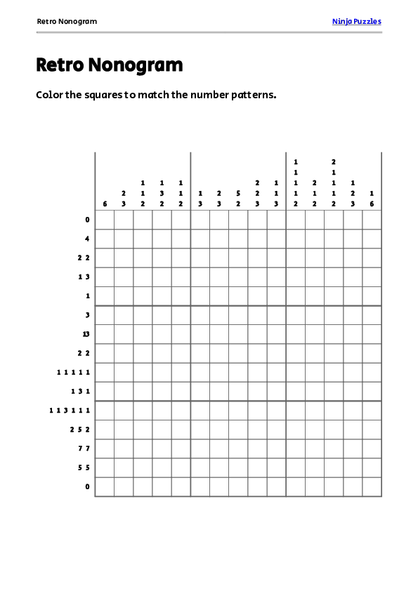 Retro Nonogram Puzzle - Free Printable PDF