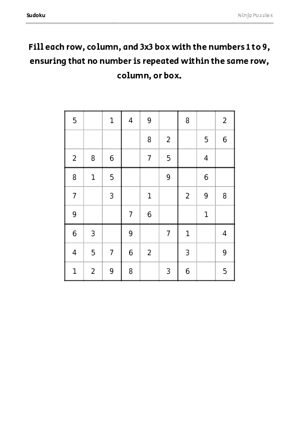Download Easy Sudoku #20 Sudoku PDF Puzzle