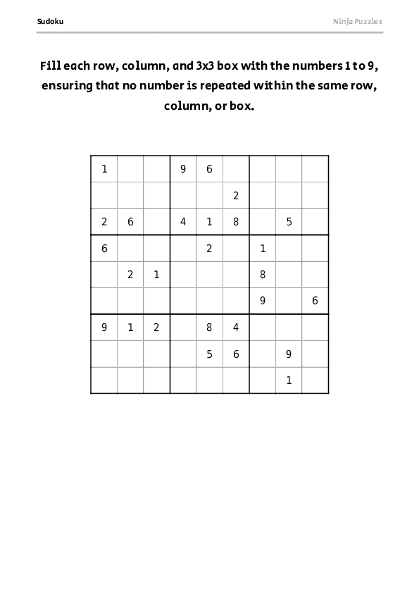Hard Sudoku #20 - Free Printable PDF Puzzle