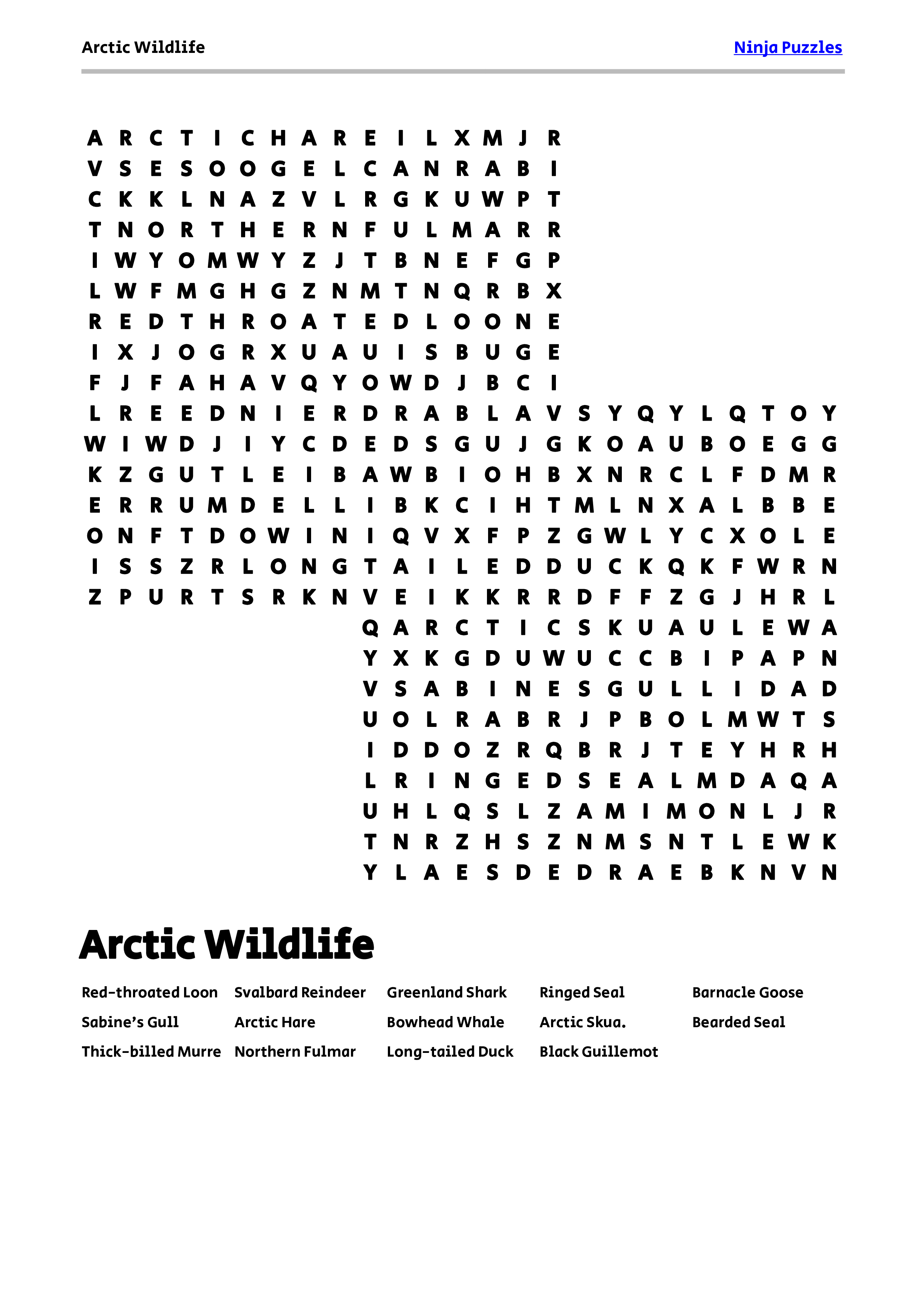 Free Printable Arctic Wildlife themed Word Search Puzzle - Free ...