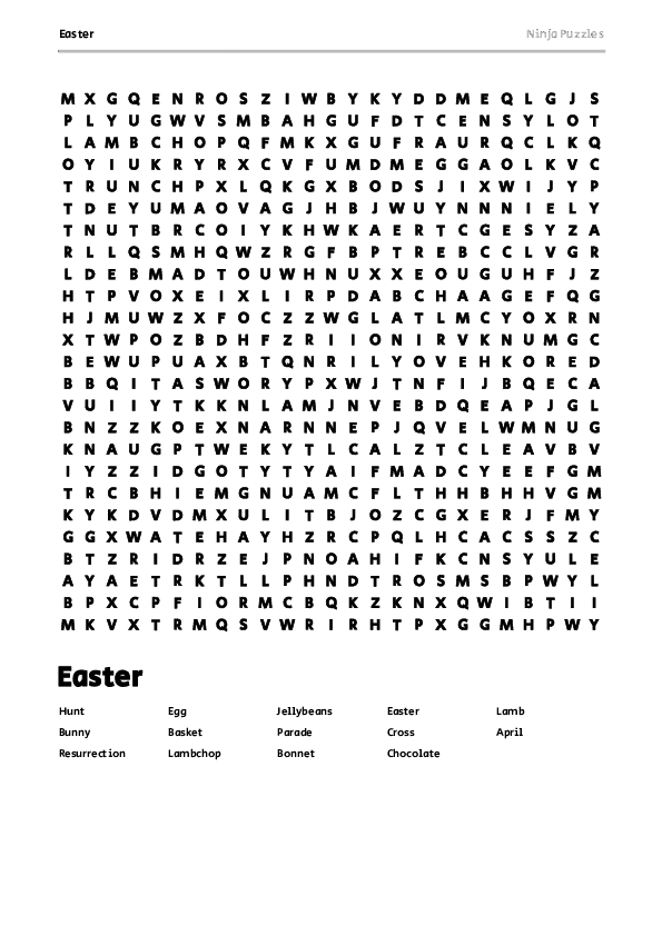 Free Printable Easter themed Word Search Puzzle - Free Printable PDF