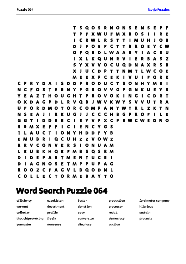Free Printable Puzzle 064 themed Word Search Puzzle - Free Printable PDF